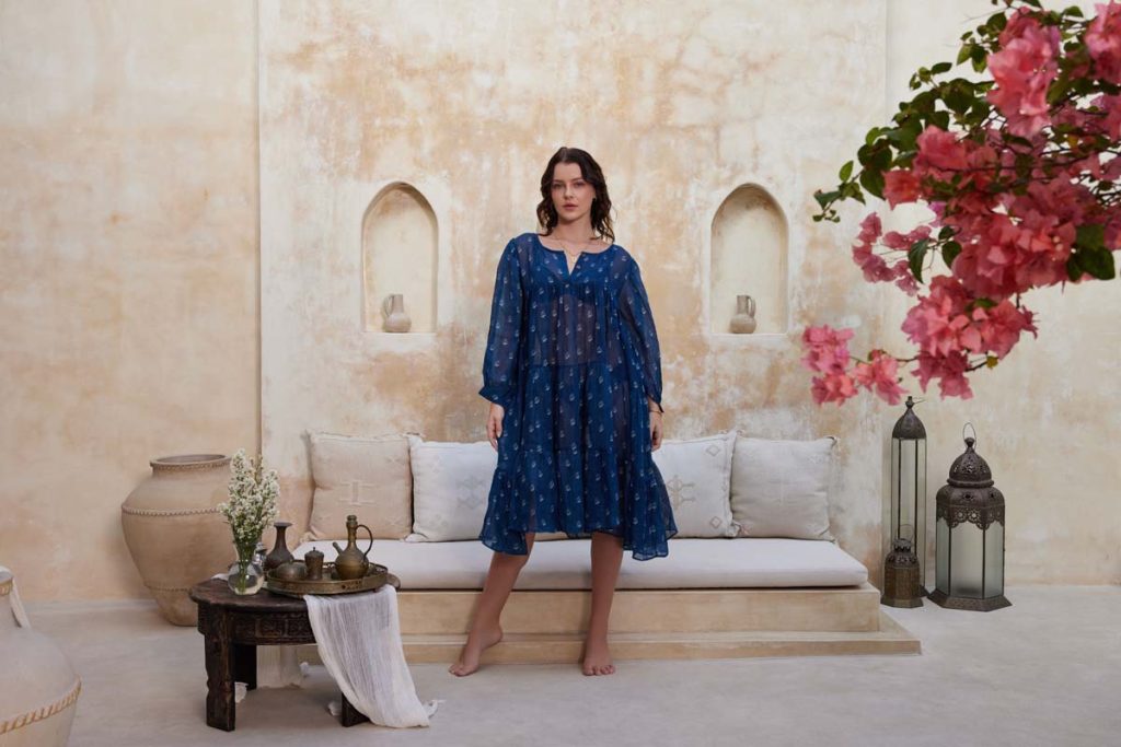 Bush Print See Through Dress – Earth Weave